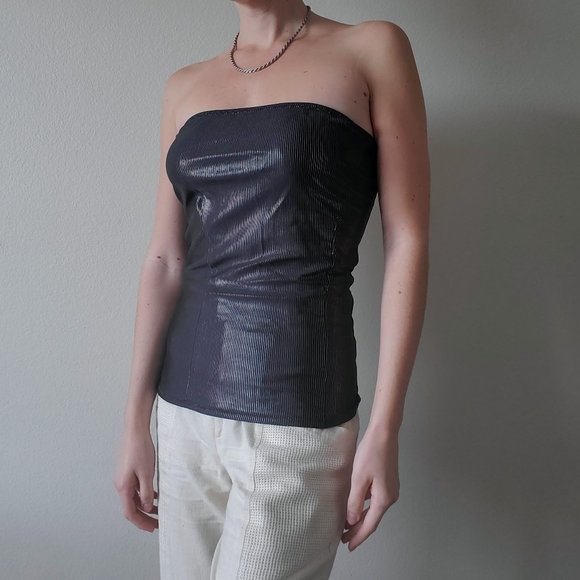 Vintage | Tops | 9s Metallic Tube Top Y2k Strapless Tank | Poshmark
